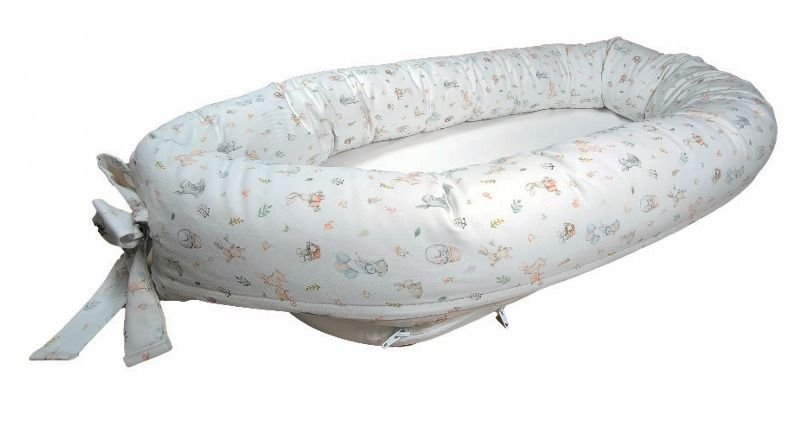 Cuna Nido Algodón Conejos y Ratones Blanco - Textil Hogar Micaela